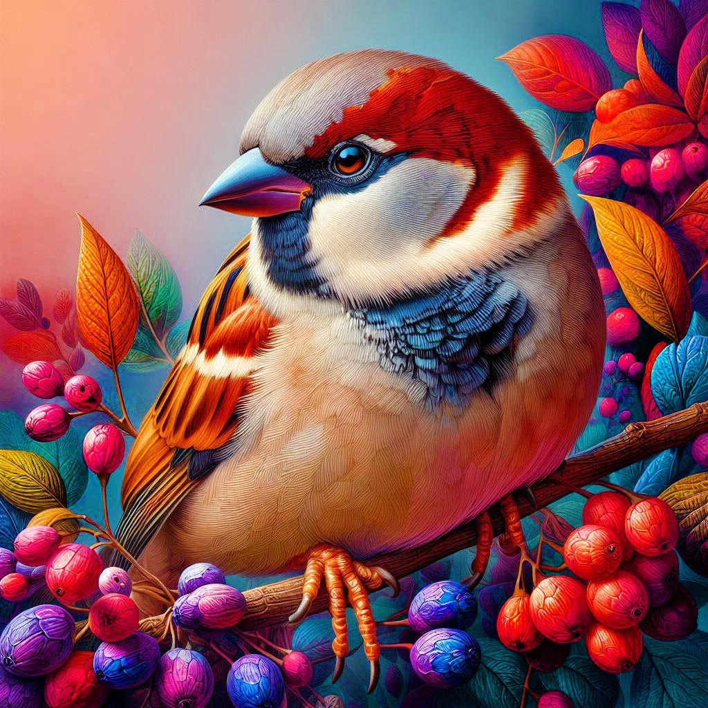 Solve Henry the House Sparrow jigsaw puzzle online with 81 pieces