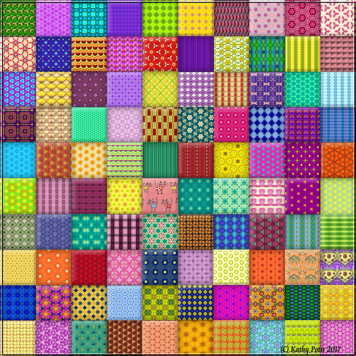 Solve 100 Different Square Tiles jigsaw puzzle online with 256 pieces