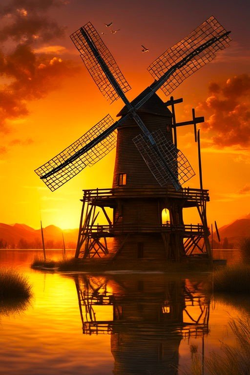 Jigsaw Puzzle | 24 pieces | Sunset at the Windmill--The Netherlands.... | Jigidi