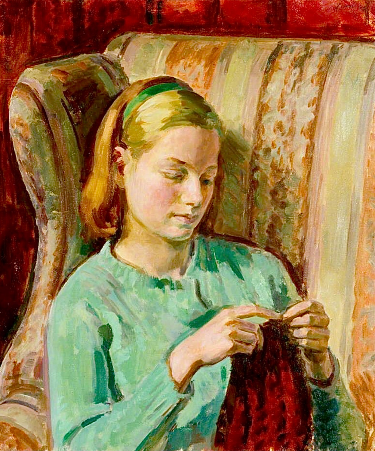Solve Girl Knitting, Portrait of Felicia, the Artist's Younger Daughter ...