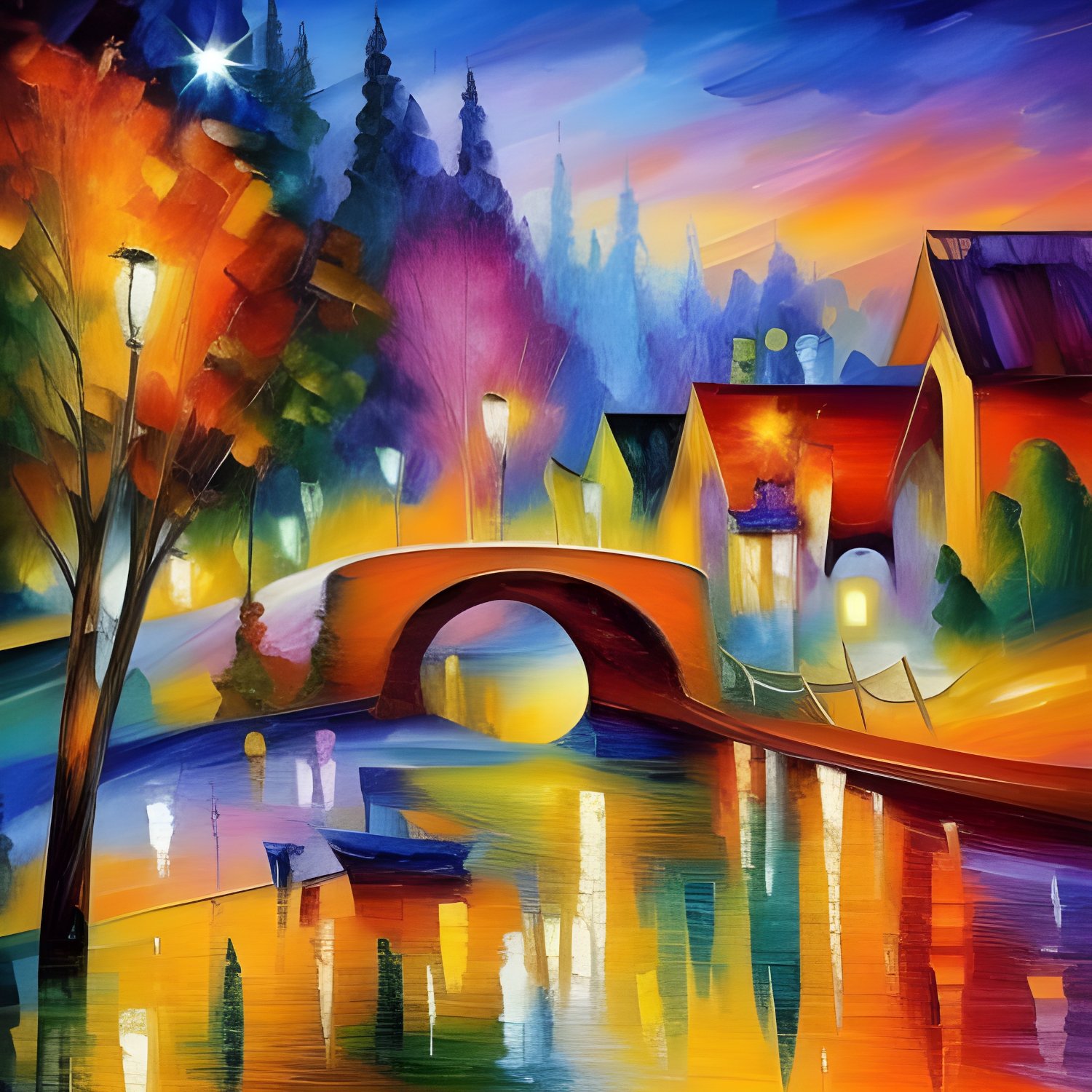 Solve River and Bridge in a Village jigsaw puzzle online with 121 pieces