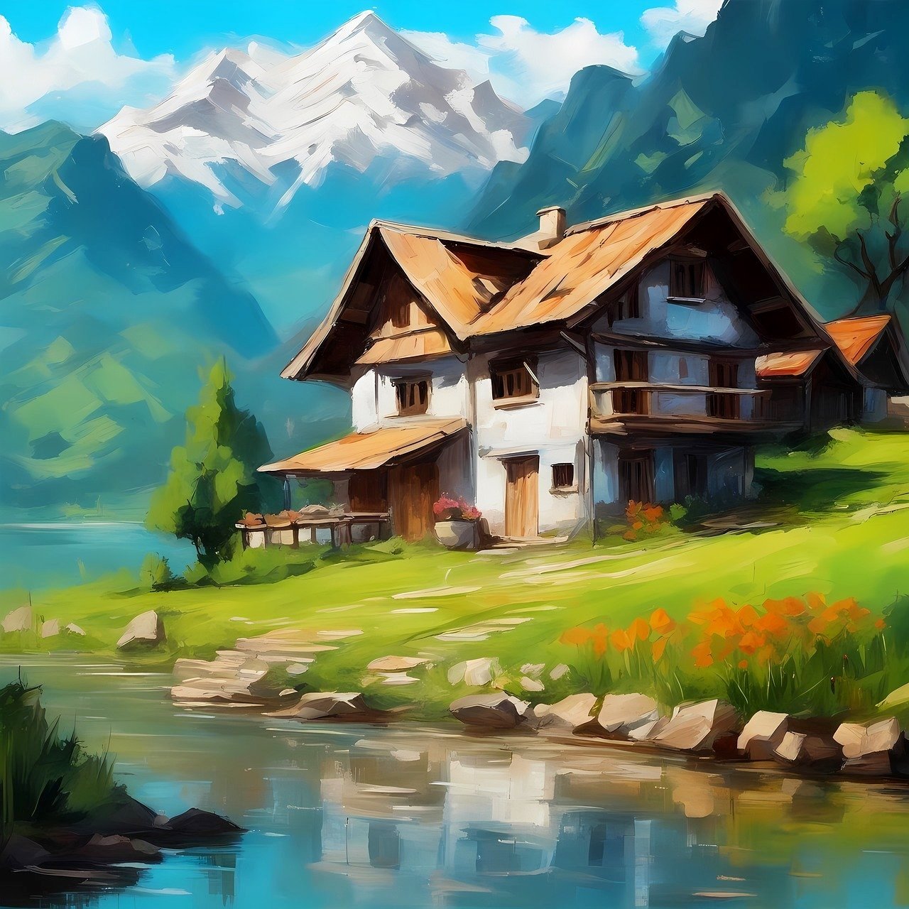 Solve Mountain villa, resizable 9 to 483 pieces jigsaw puzzle online ...