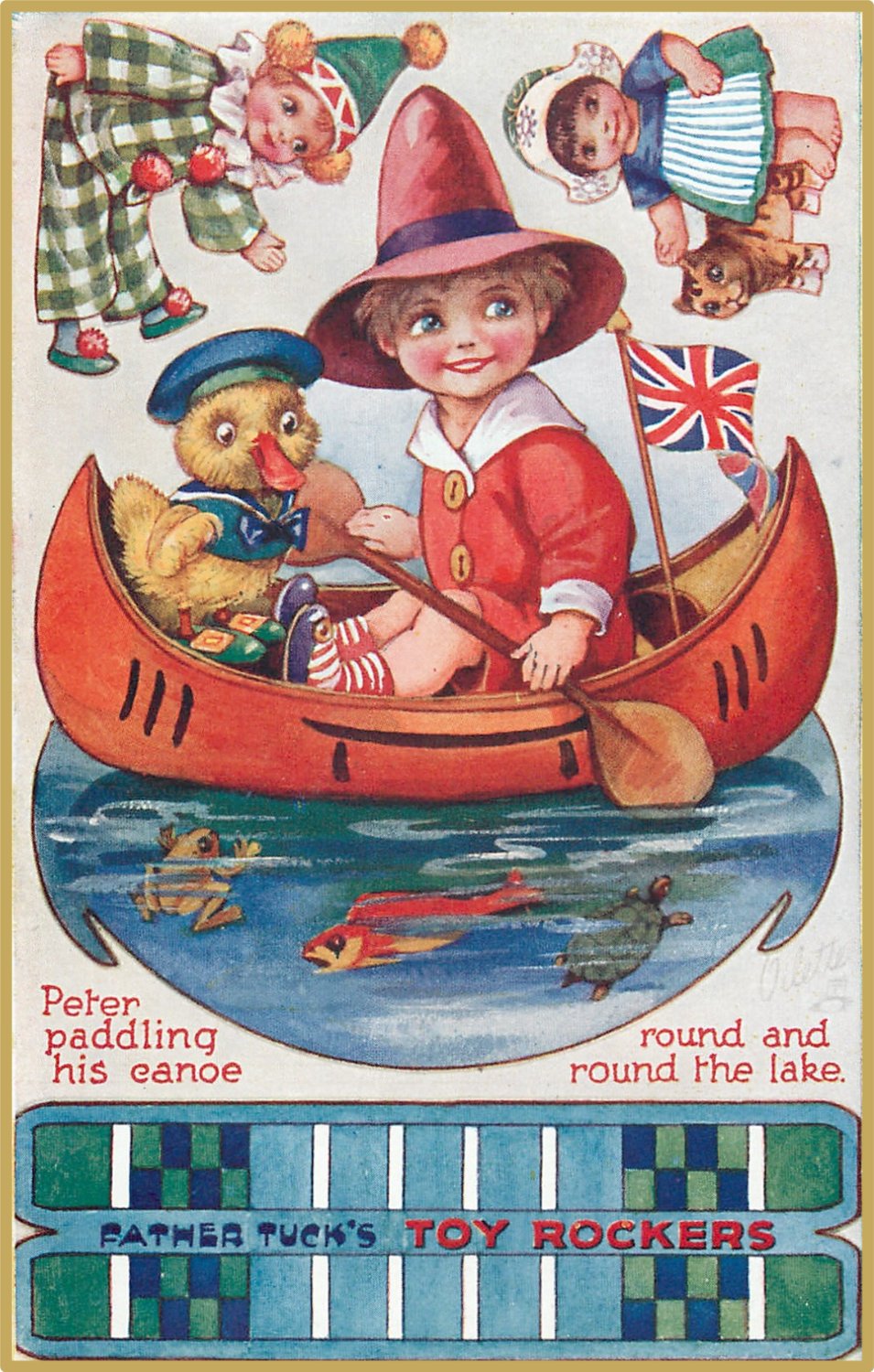 Solve Paper Doll Rocker -- SIZE 12-600 -- Vintage Postcard Boy in Canoe ...