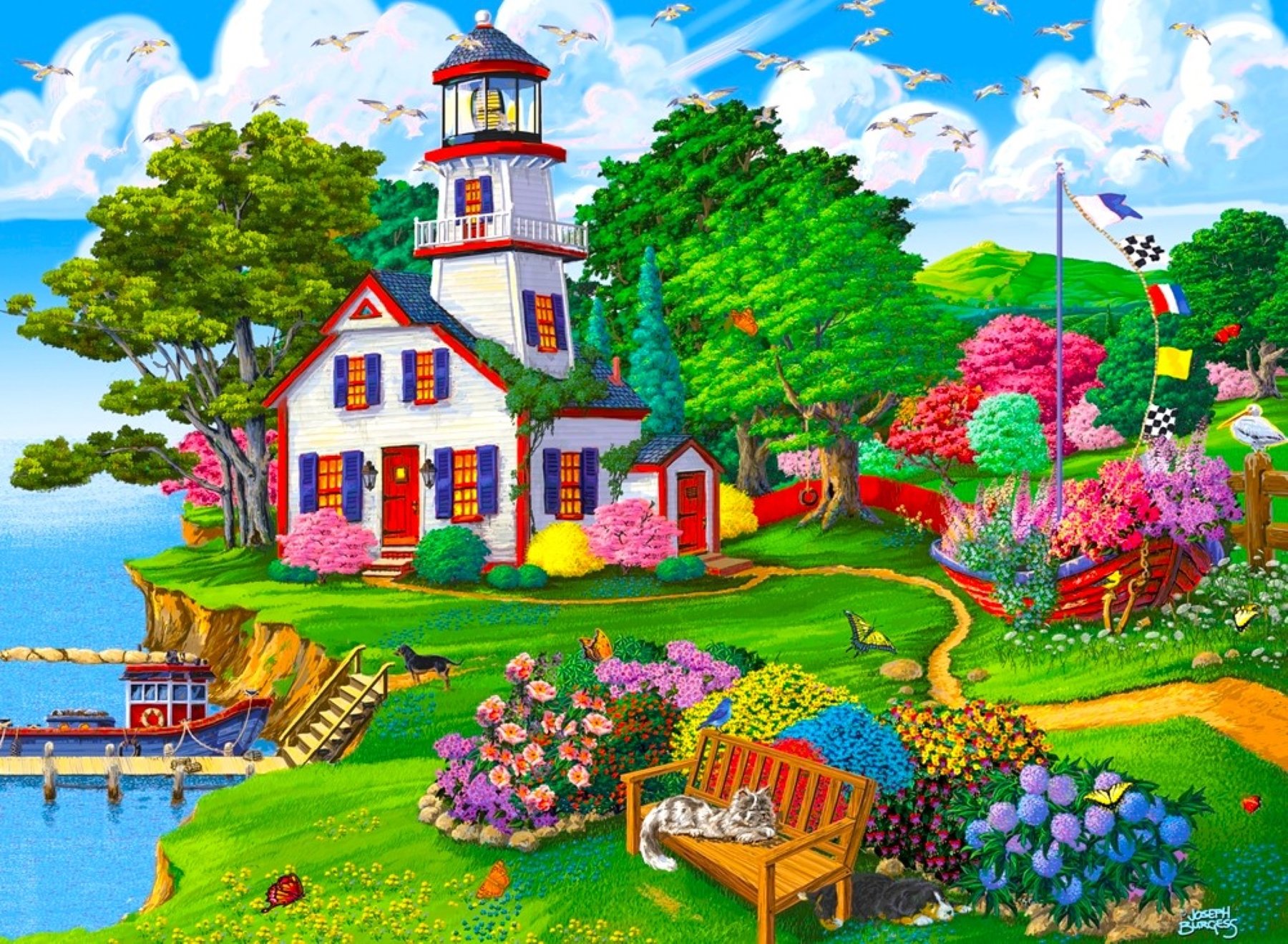 Solve Lighthouse in Spring jigsaw puzzle online with 140 pieces