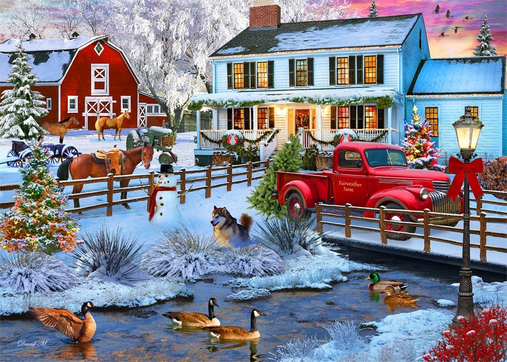 Solve Christmas on the Farm (X-Large) jigsaw puzzle online with 192 pieces