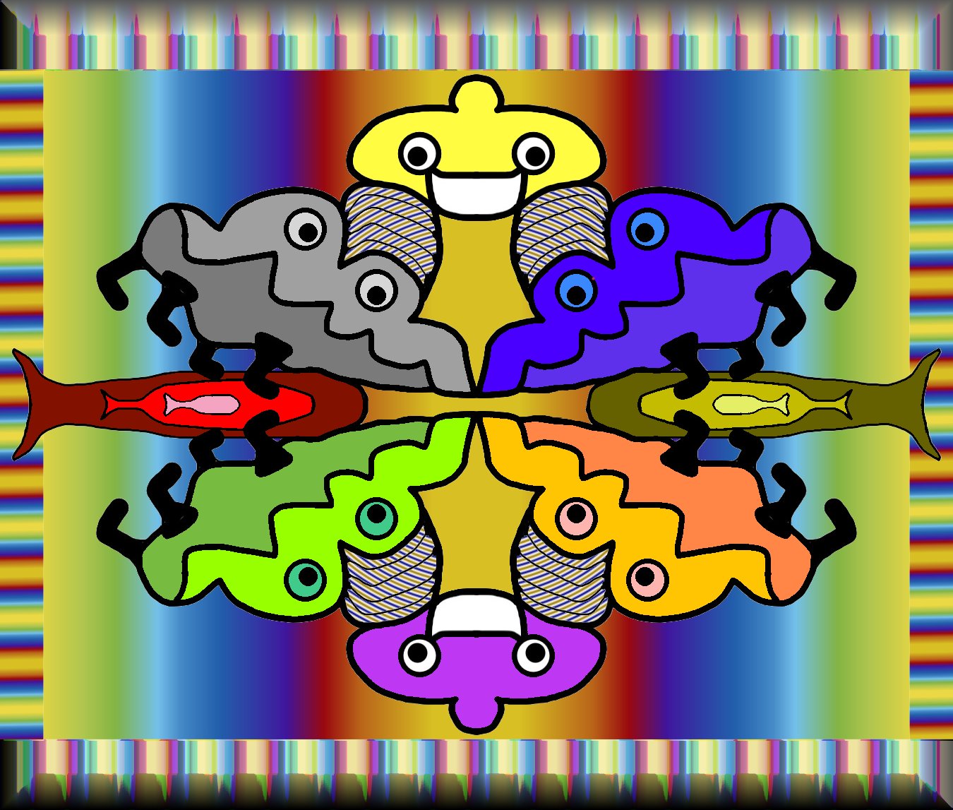 Solve six fish jigsaw puzzle online with 357 pieces