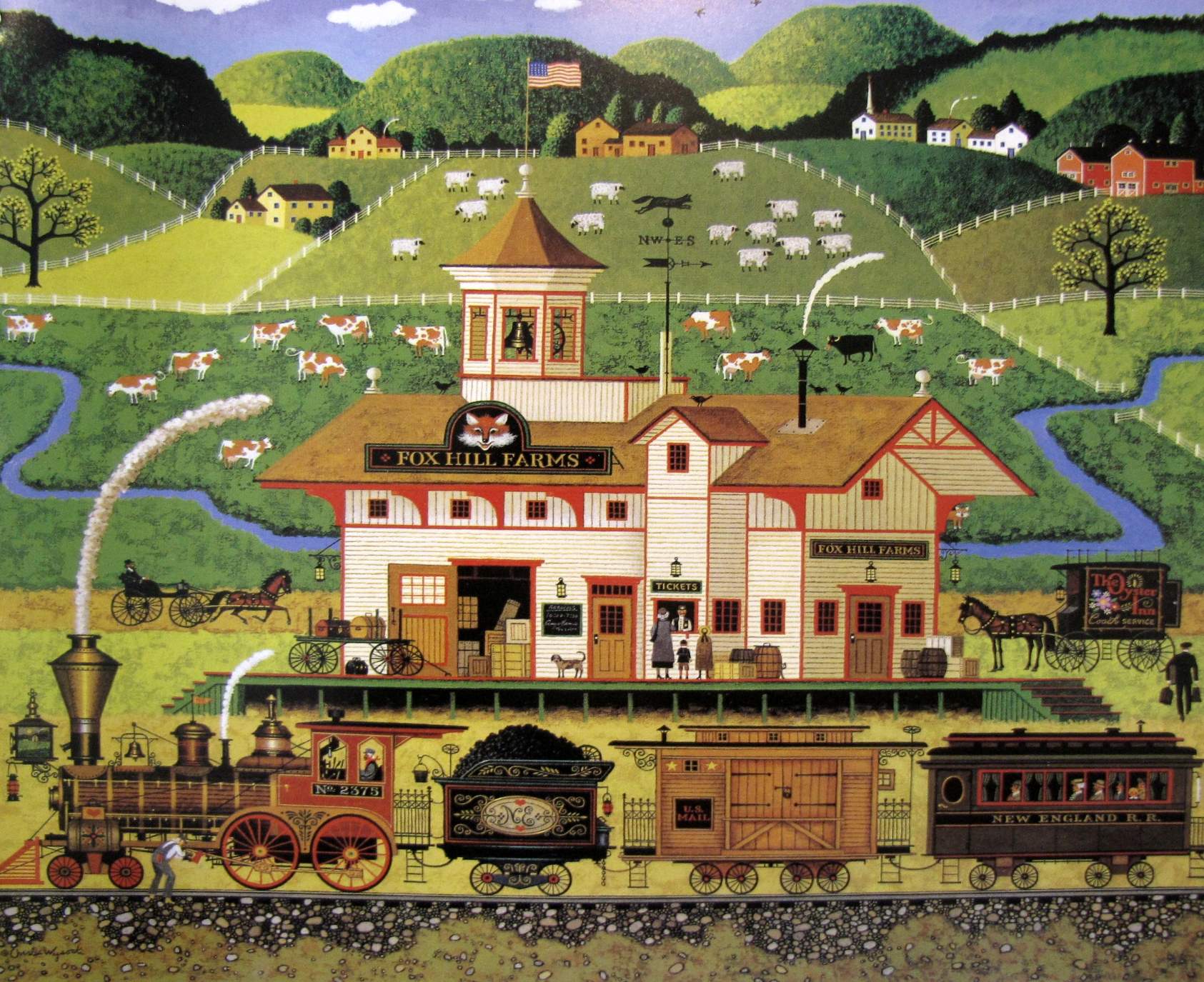 Solve {Charles Wysocki} Fox Hill Farm Station jigsaw puzzle online with ...