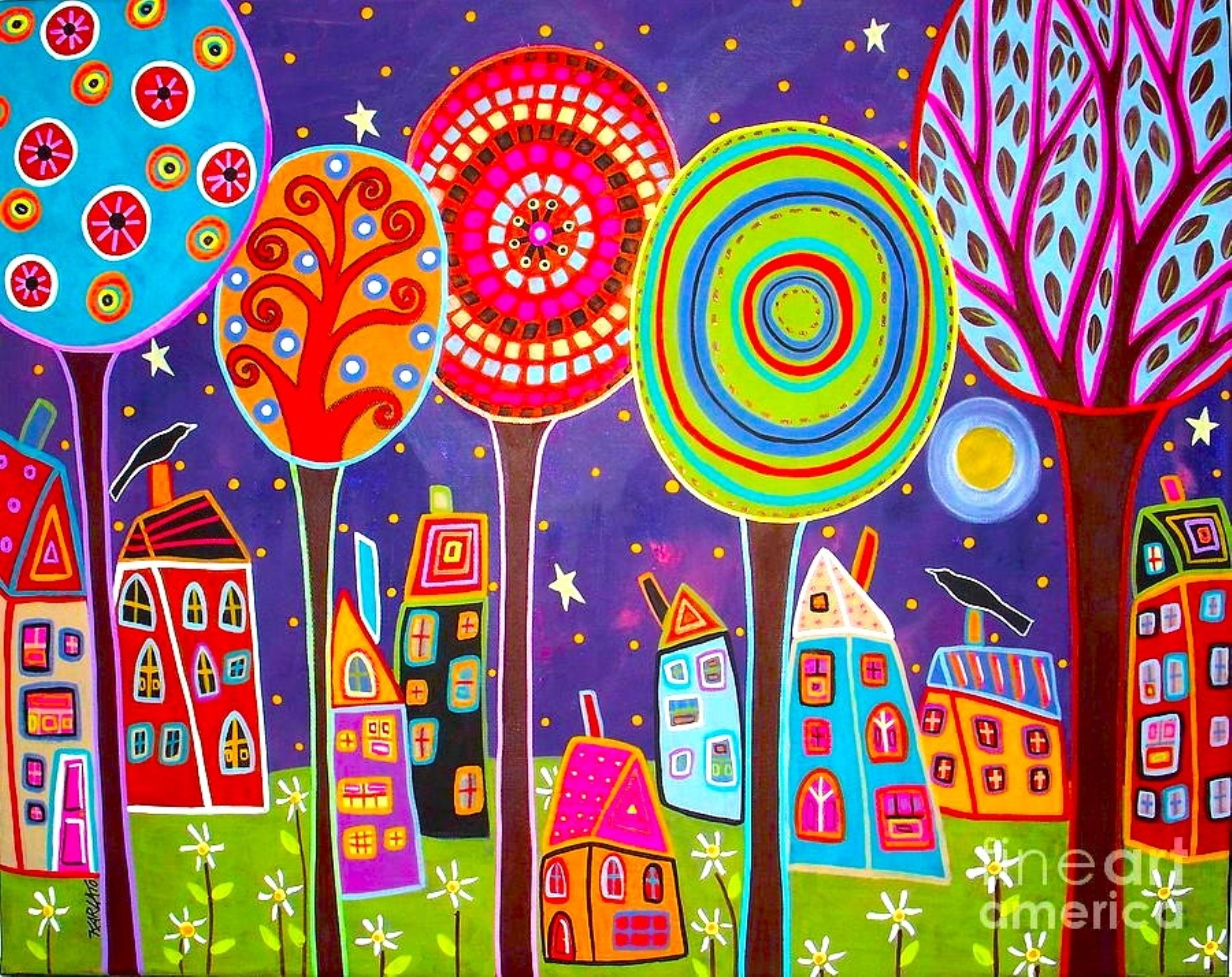 Solve Night Village jigsaw puzzle online with 130 pieces