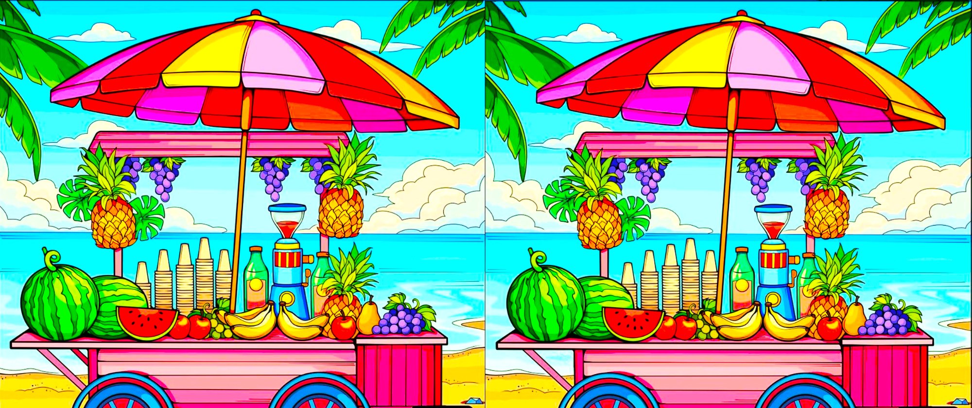 Solve Spot the 7 Difference jigsaw puzzle online with 40 pieces