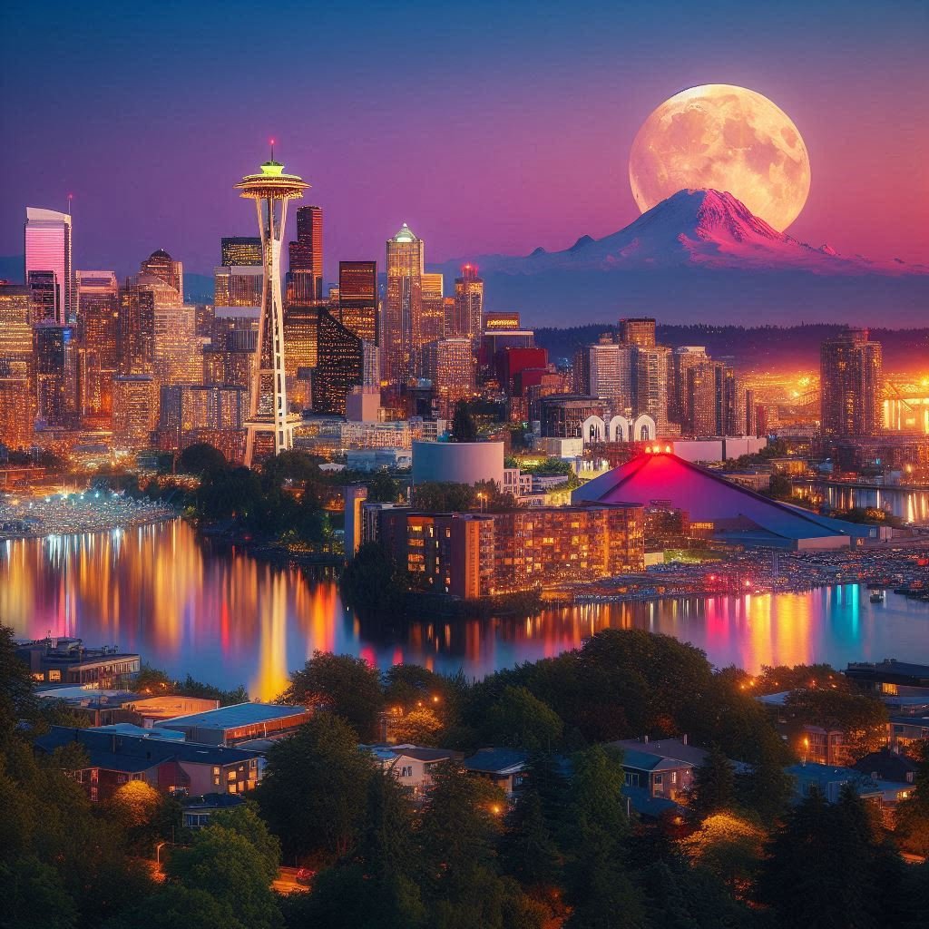 Solve Seattle Skyline jigsaw puzzle online with 49 pieces