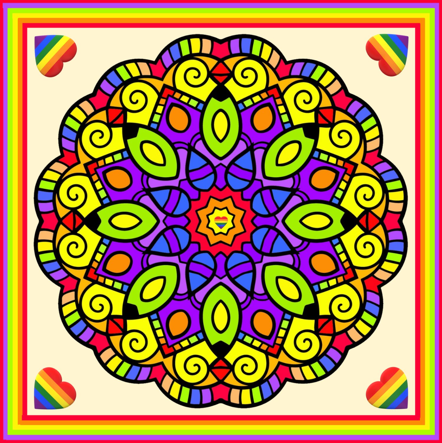Jigsaw Puzzle | 196 pieces | Mandala Rainbow - resize to 600 | Jigidi