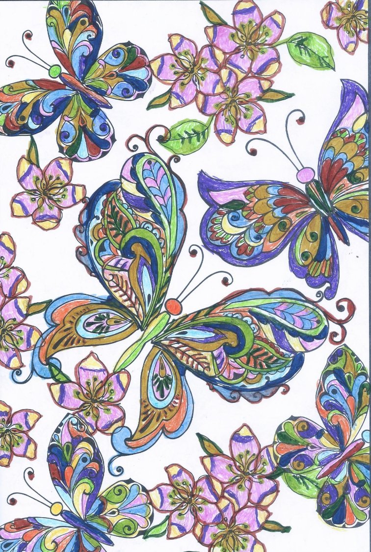 Solve Coloring Butterflies jigsaw puzzle online with 15 pieces