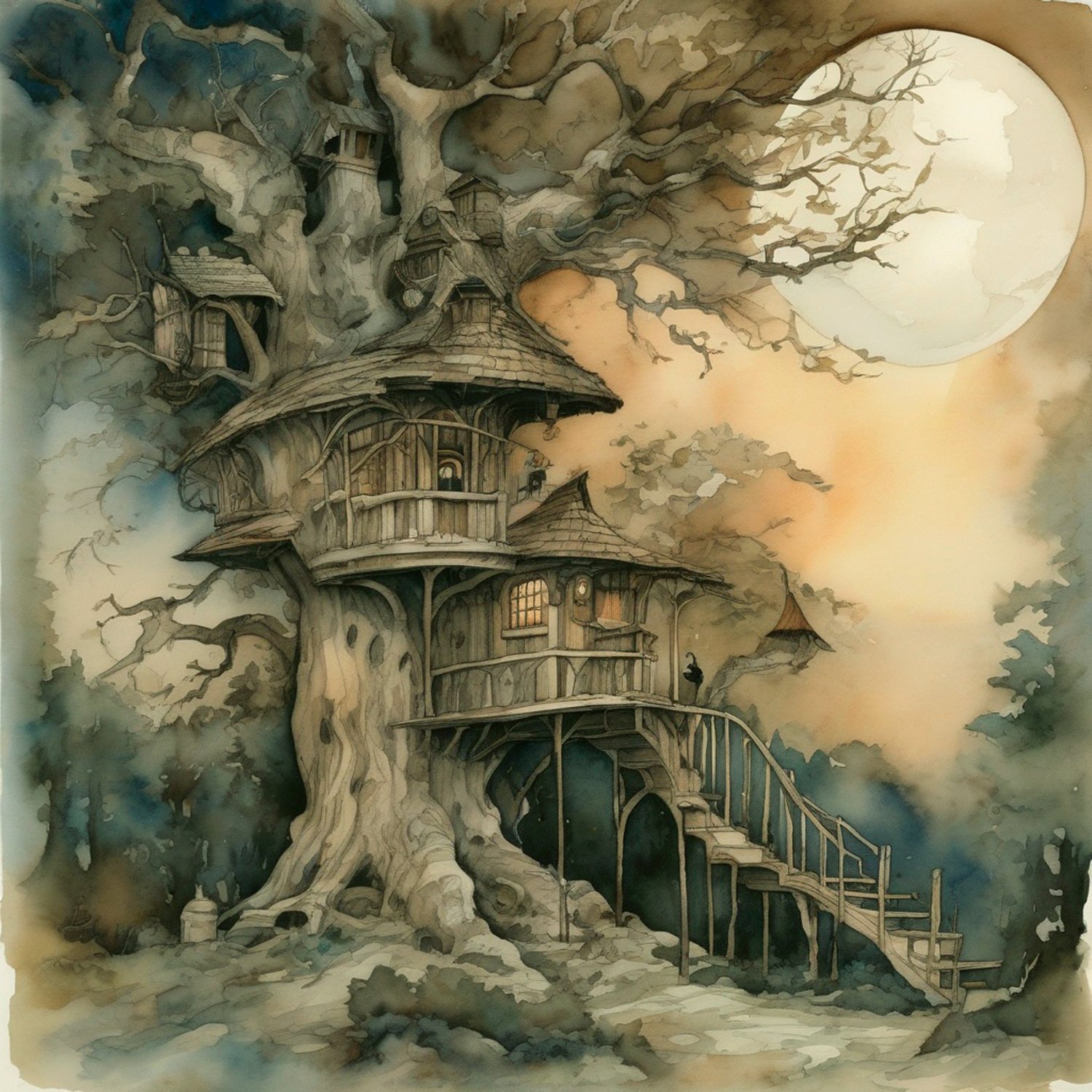 Jigsaw Puzzle | 144 pieces | A treehouse in the woods | Jigidi