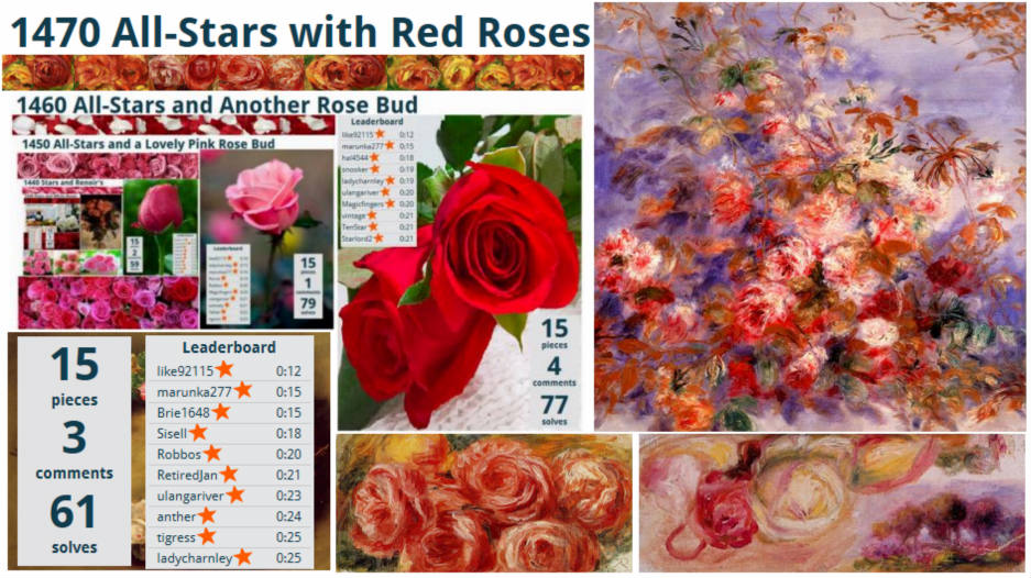 Solve 1480 Stars and A Renoir Collage with Roses by the Window jigsaw ...