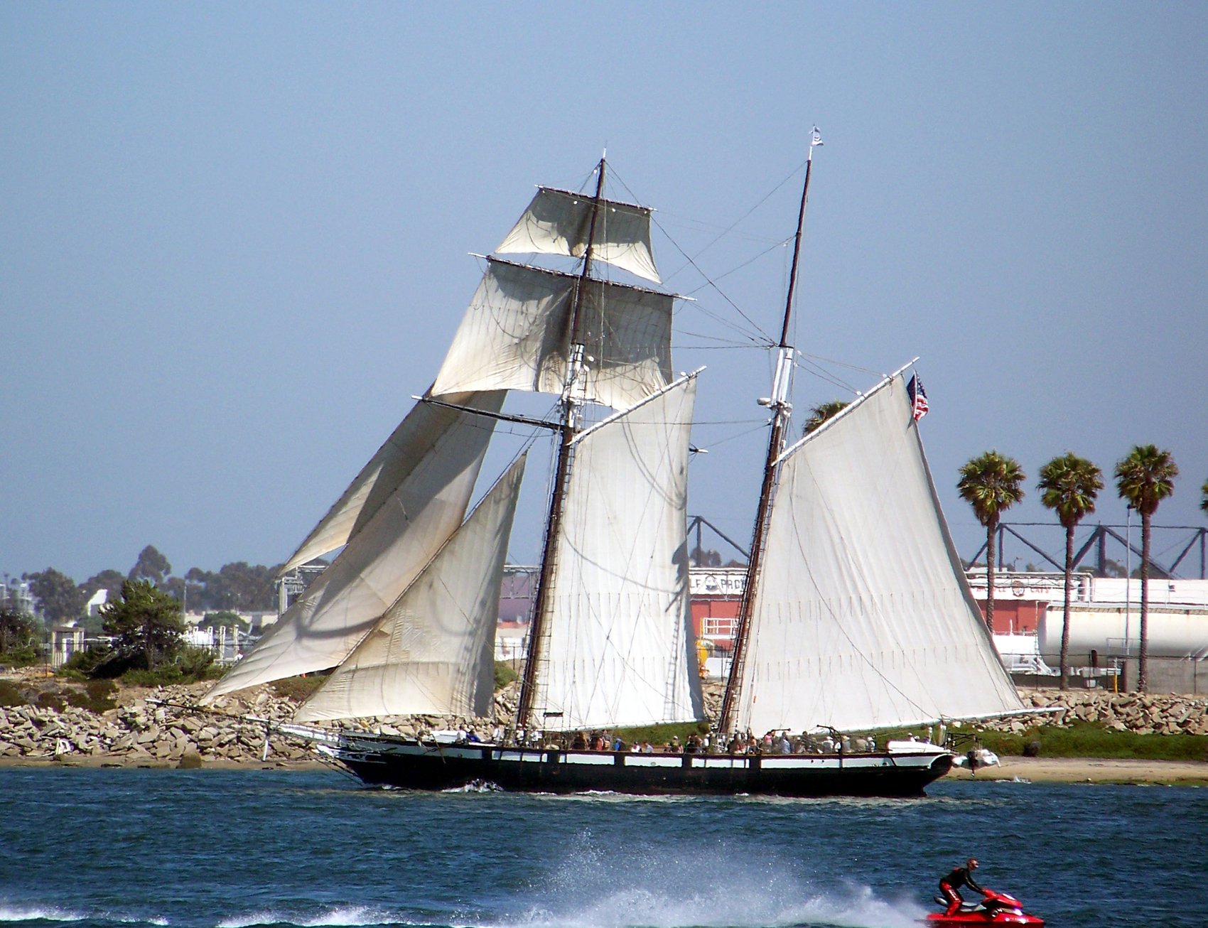 Solve Shelter Island -The Tall Ship Californian with Jet Ski jigsaw ...