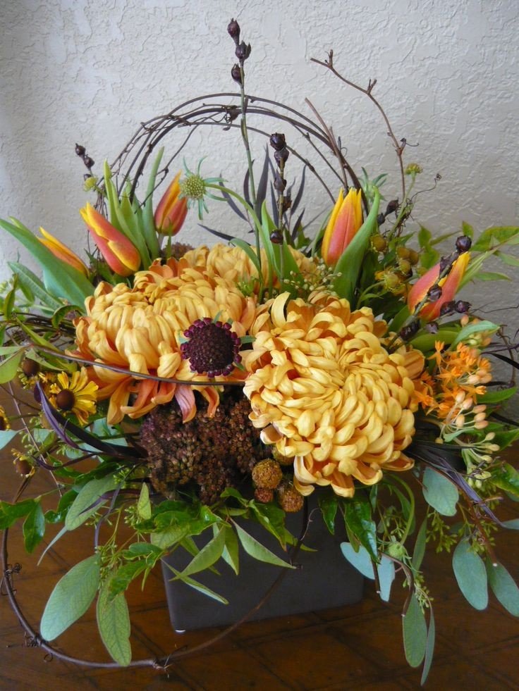 Solve Happiness is...Fall Arrangement with Football Mums and Tulips ...