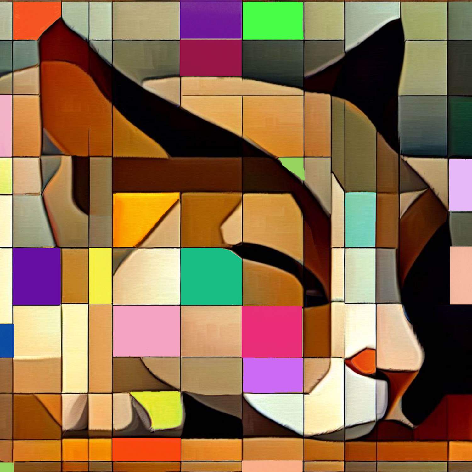 Solve CAT CUBISM jigsaw puzzle online with 306 pieces