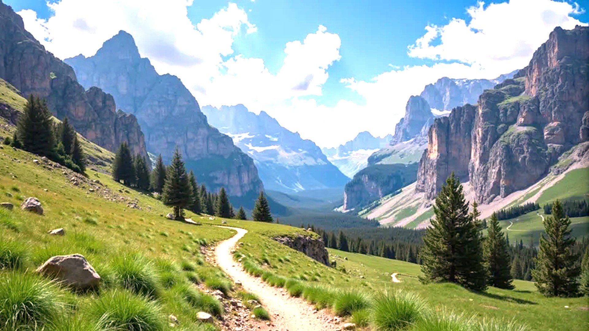 Solve Mountain Trail jigsaw puzzle online with 91 pieces