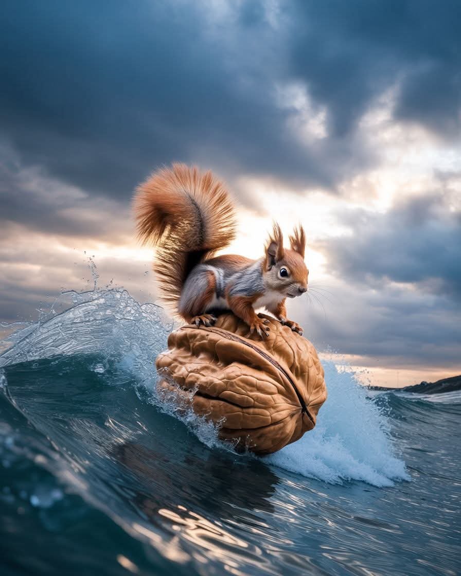 Solve surfing squirrel jigsaw puzzle online with 180 pieces