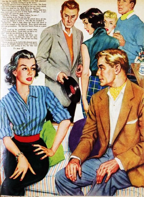 Solve Listening records jigsaw puzzle online with 88 pieces