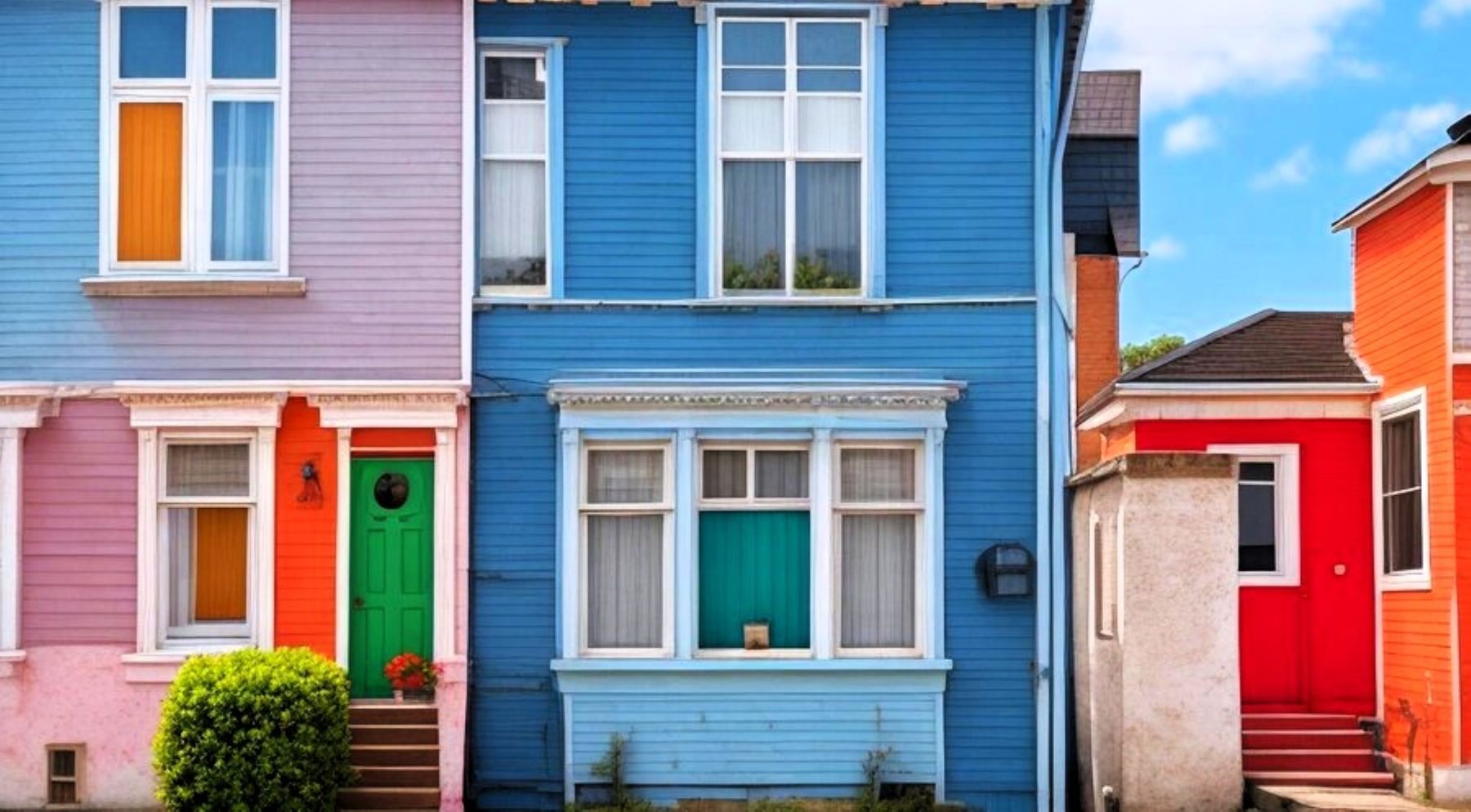 Solve Colorful Houses jigsaw puzzle online with 45 pieces