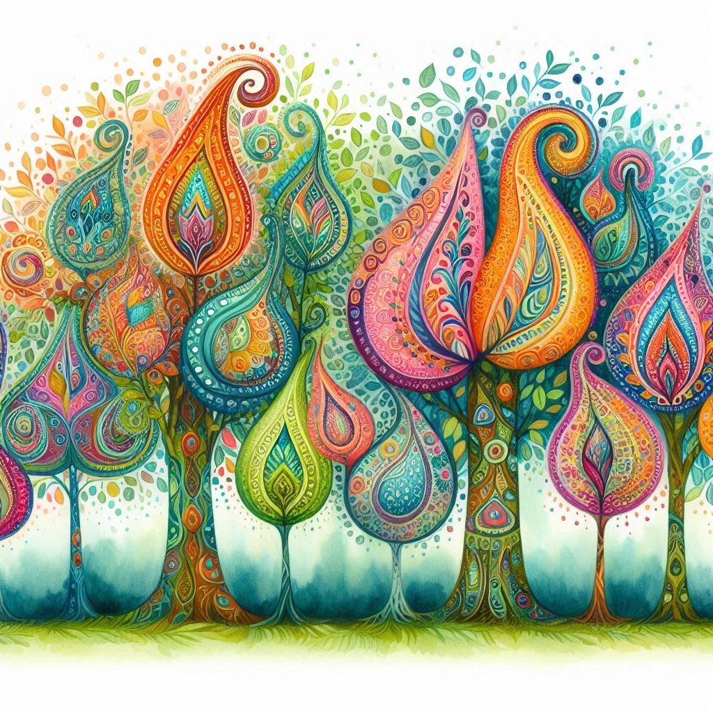Solve Paisley Trees (resizable 9 to 306 pieces) jigsaw puzzle online ...