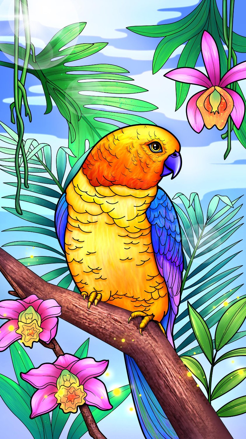 Solve PUZZLE - Colorful Parrot jigsaw puzzle online with 91 pieces