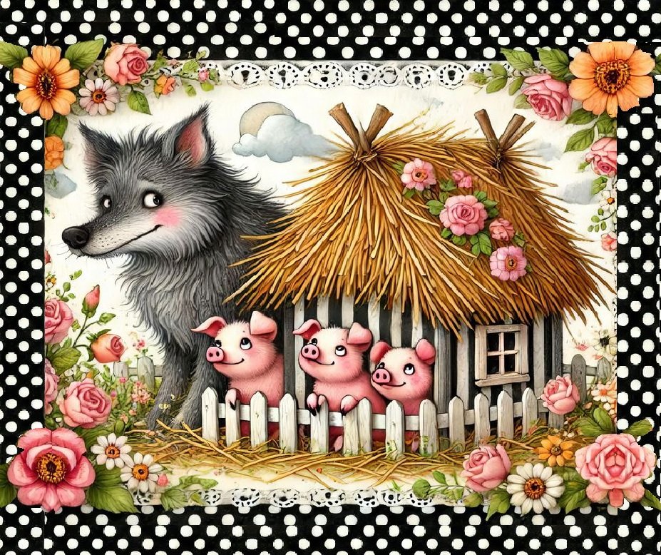 Solve 3 Little Pigs and the Big Bad Wolf jigsaw puzzle online with 42 ...