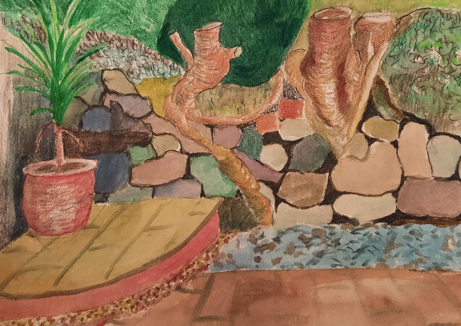 Solve Garden Wall with tree roots. jigsaw puzzle online with 117 pieces