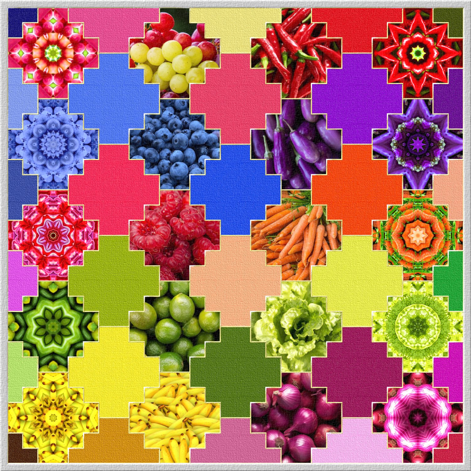 Solve Fruits and vegetables and their kaleidos jigsaw puzzle online with 100 pieces