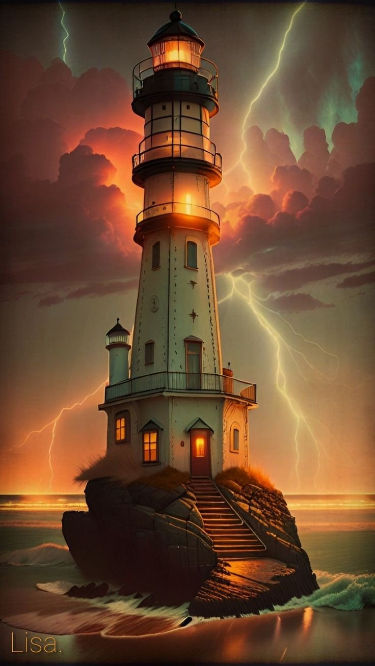 Solve Lighthouse stormy night lightning... jigsaw puzzle online with ...