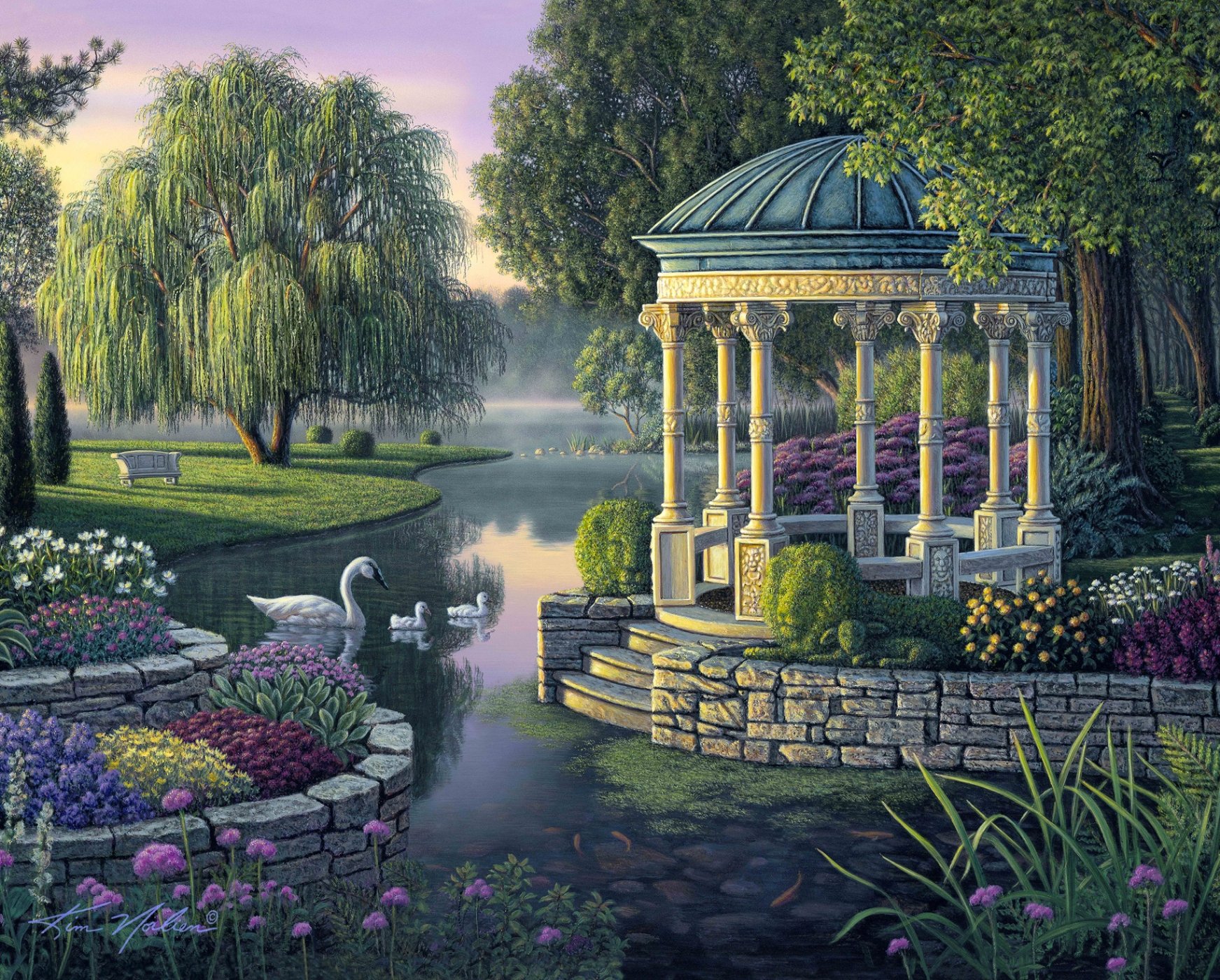 Solve gazebo with swans (resize 12 to 594) jigsaw puzzle online with 63 ...