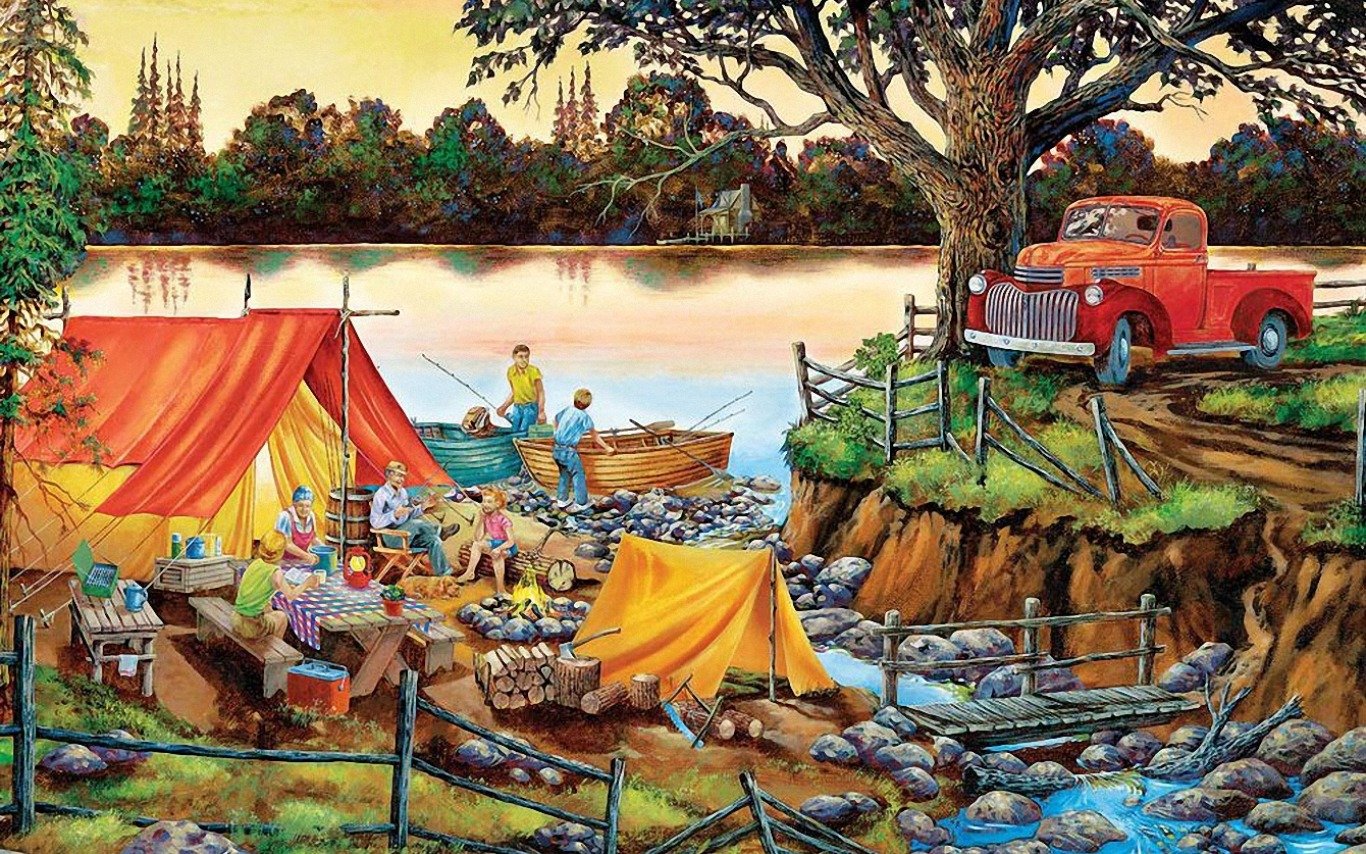 Solve Happy Camping jigsaw puzzle online with 150 pieces