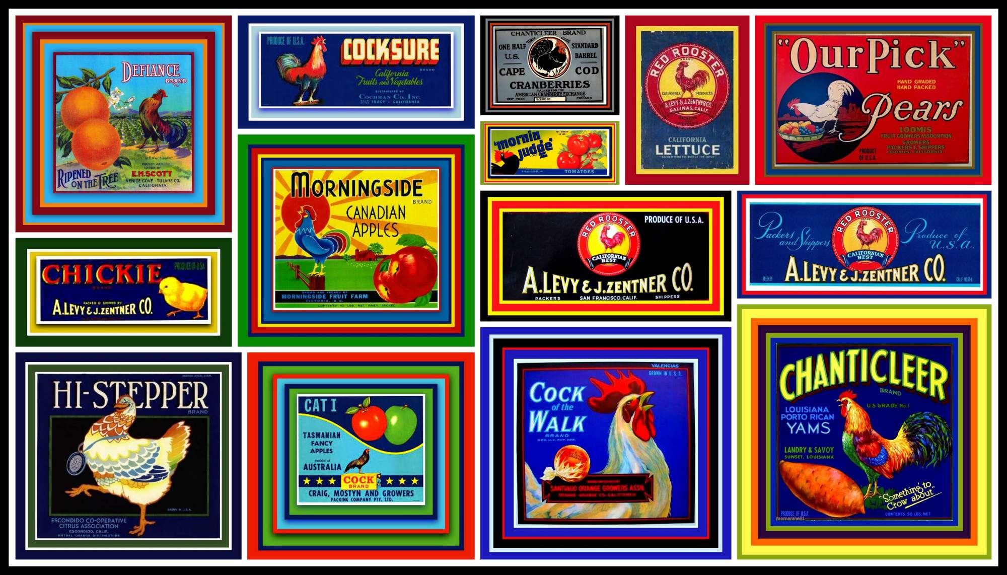 Solve Theme - Farm Animals- Chickens on Vintage Fruit Crate Labels ...
