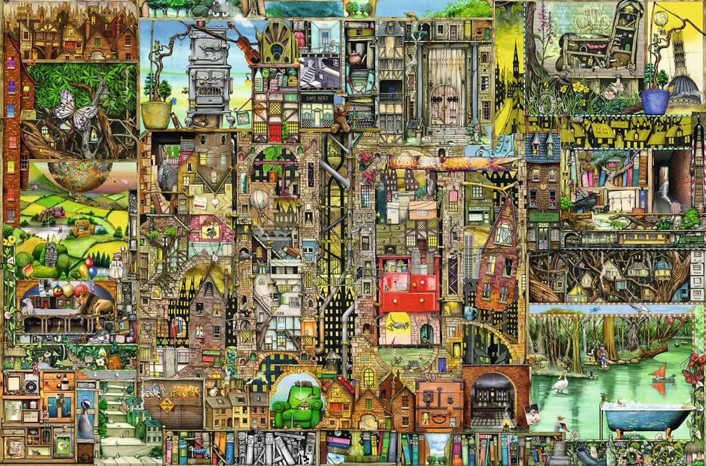 Solve Bizarre Town jigsaw puzzle online with 70 pieces