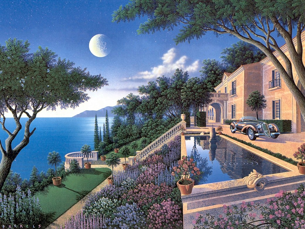Solve + Two Moon Reflecting Pools jigsaw puzzle online with 63 pieces