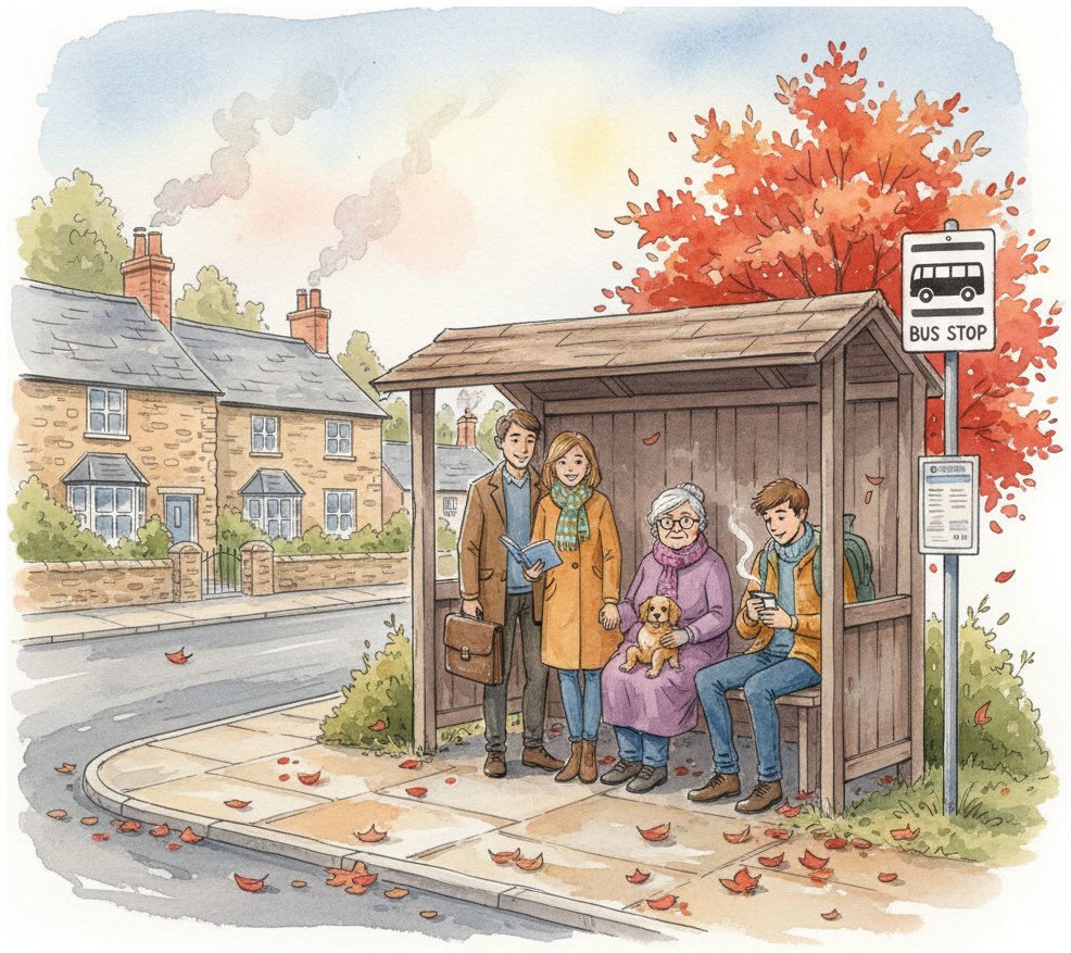Solve Waiting at the Bus Stop jigsaw puzzle online with 110 pieces