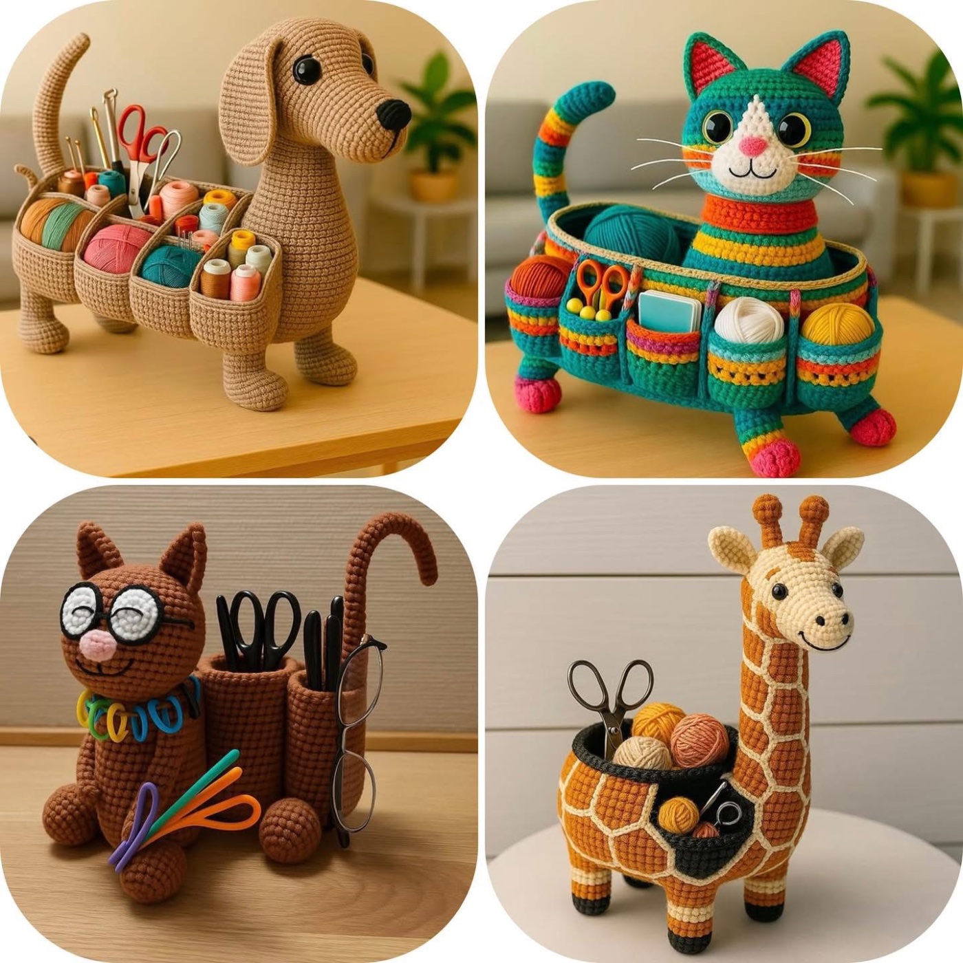 Solve Crochet animals jigsaw puzzle online with 49 pieces