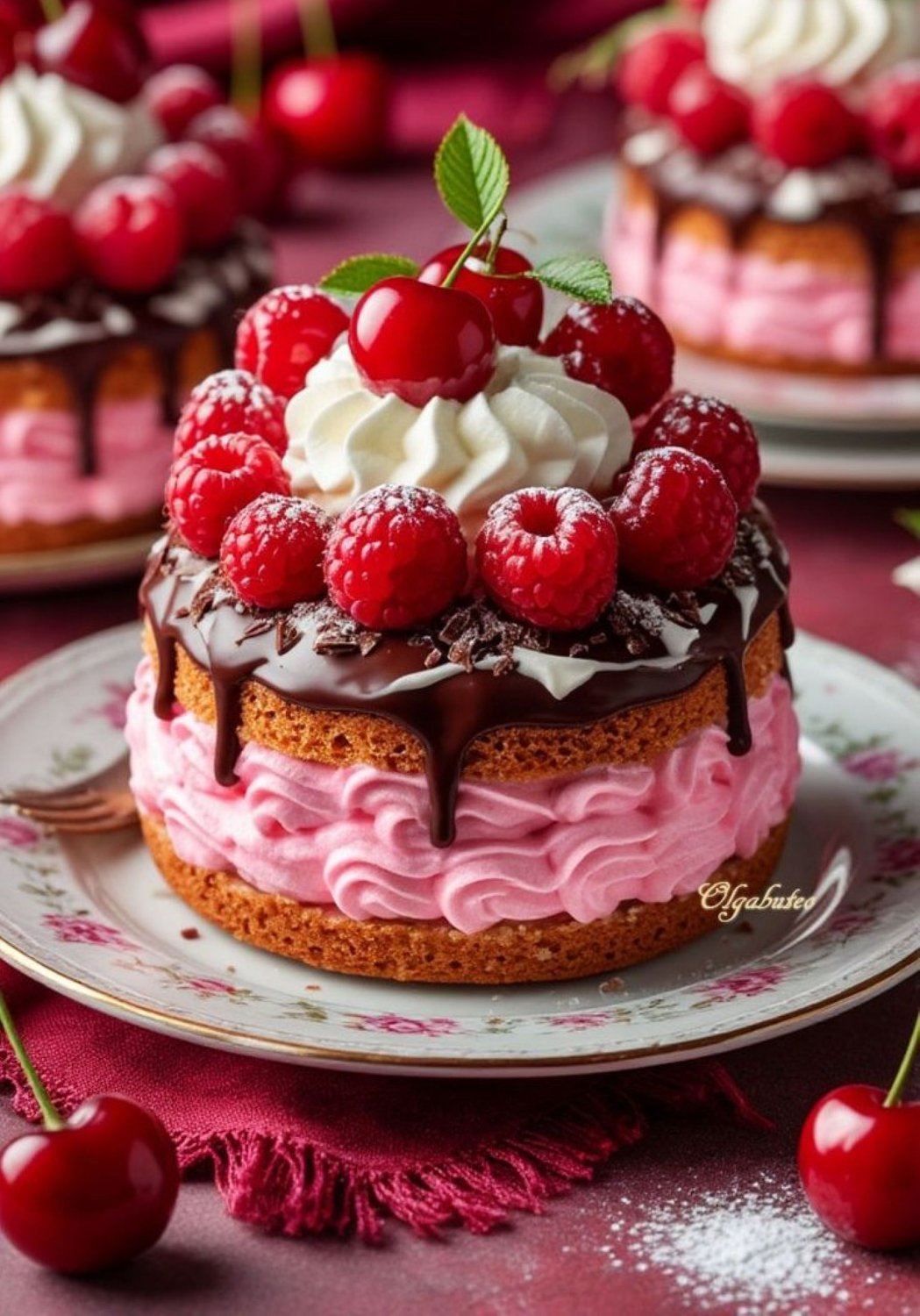 Solve Cherriliscious raspberry mini cake jigsaw puzzle online with 600 pieces