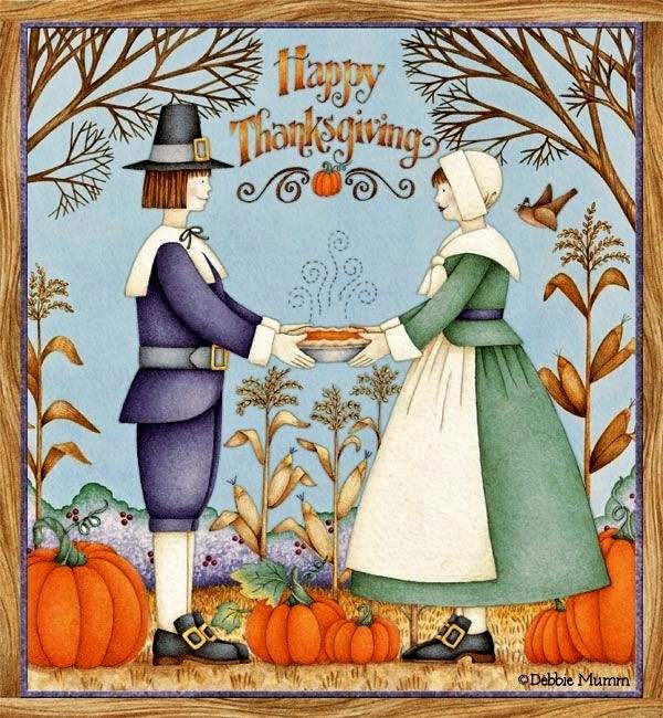 Solve Thanksgiving art pilgrim's pie (resize 9 - 100 pieces) jigsaw ...