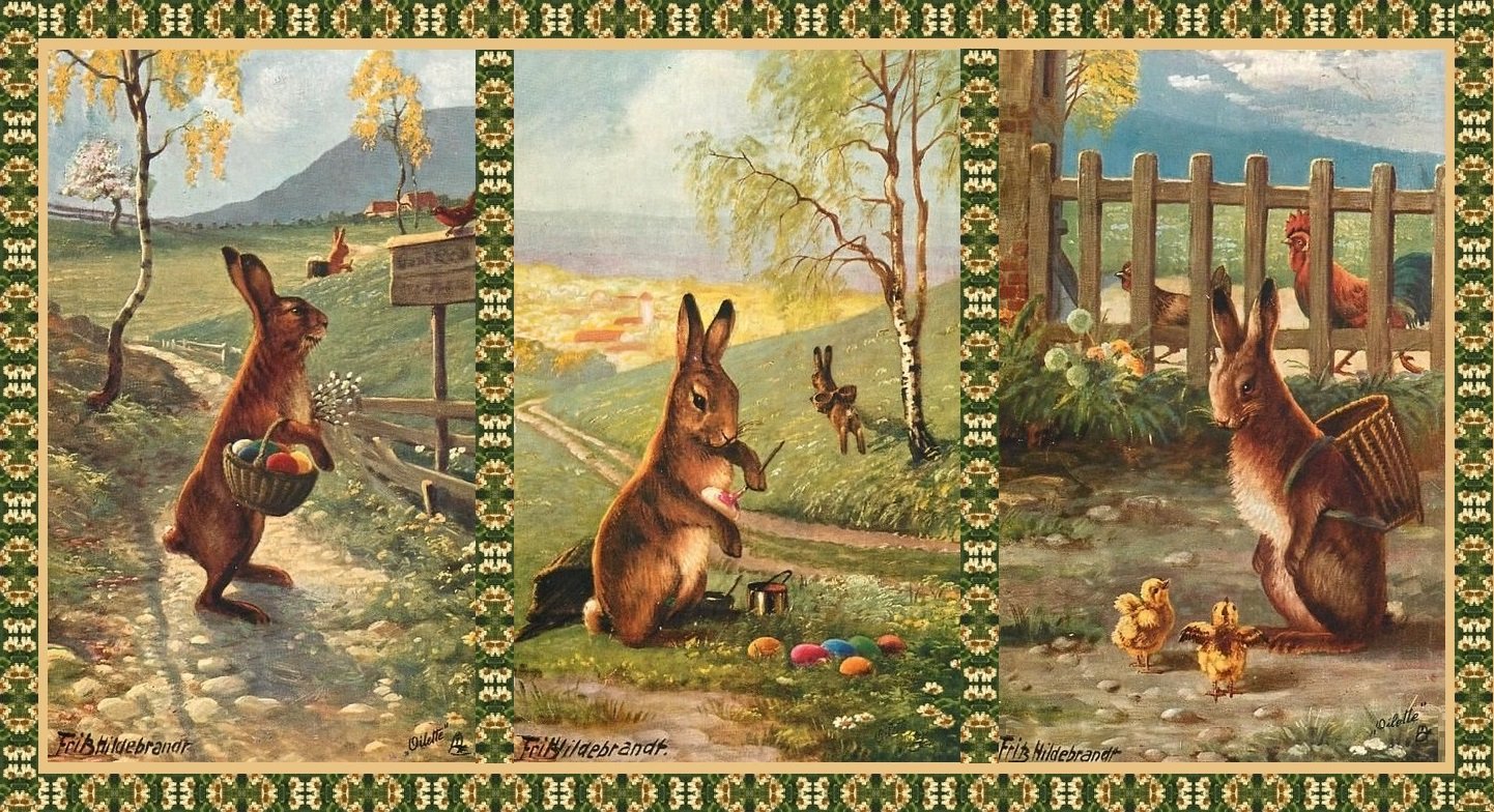 Solve Easter Bunnies jigsaw puzzle online with 45 pieces