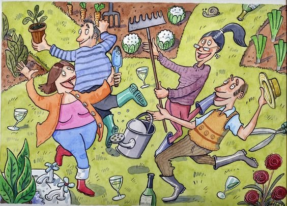 Solve Brett Hudson Artwork - 'Garden Crazy - Fresh Air & Drink!' jigsaw ...