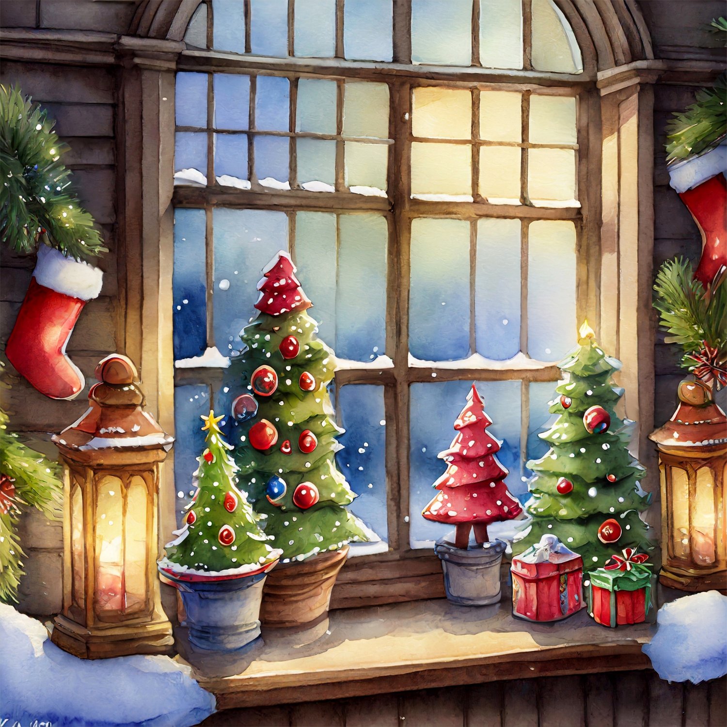 Solve Christmas Window, resizable 9 to 600 pieces jigsaw puzzle online ...