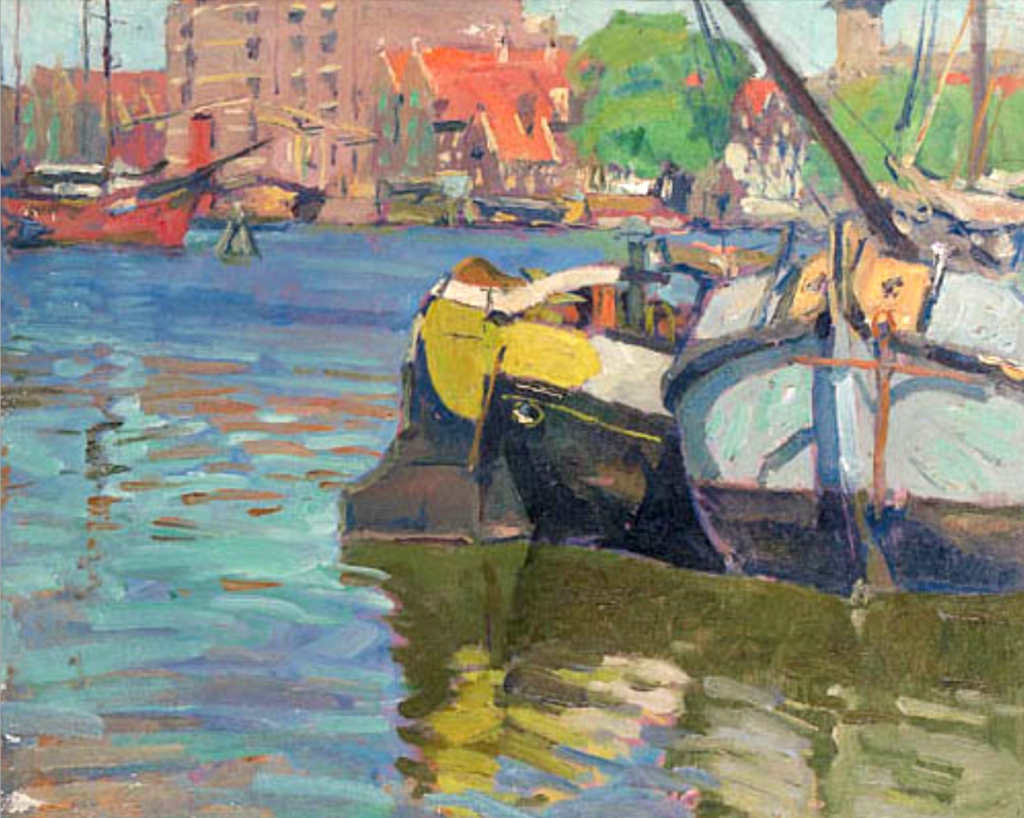 Solve Hendrik Jan Wolter (Dutch, 1873–1952), Boats in an Amsterdam ...