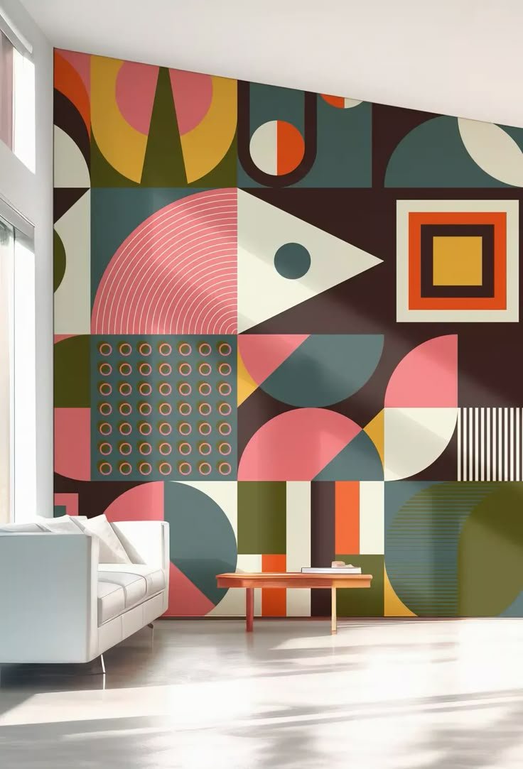 Solve Mid-century Mural jigsaw puzzle online with 96 pieces