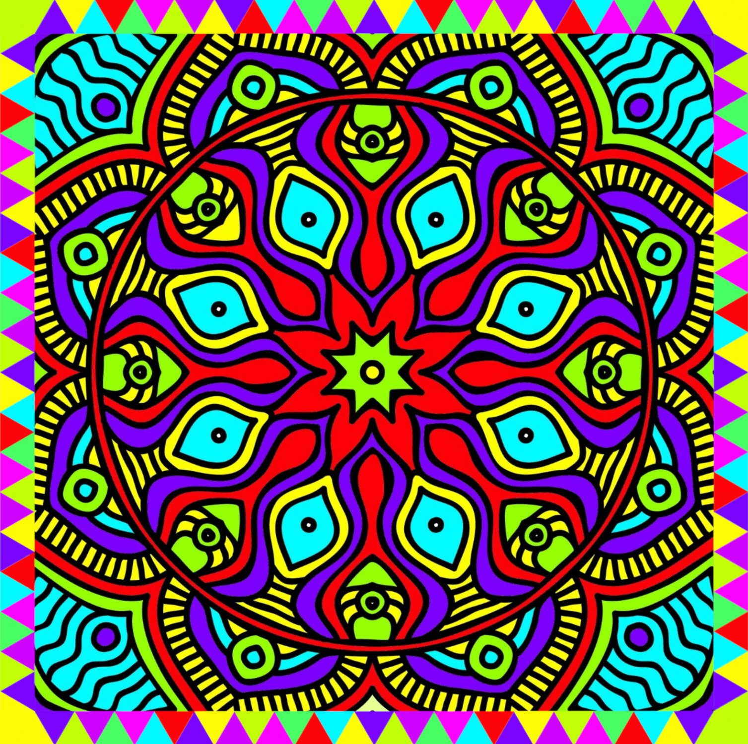 Puzzle | 196 dílků | Mandala Bright Square 1103 z | Jigidi