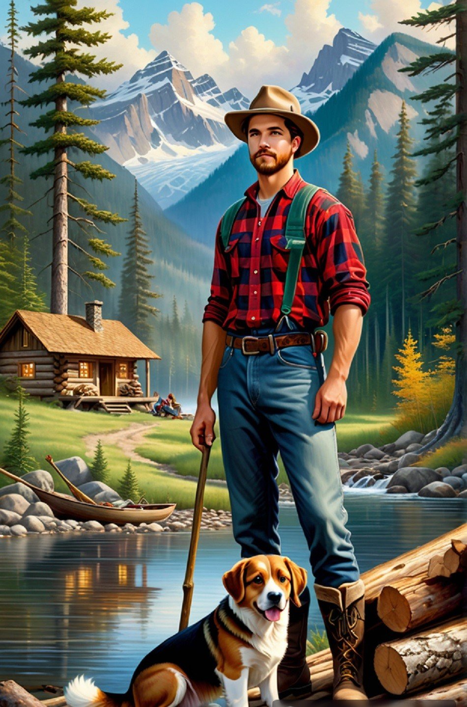 Solve Canadian Lumberjack jigsaw puzzle online with 77 pieces
