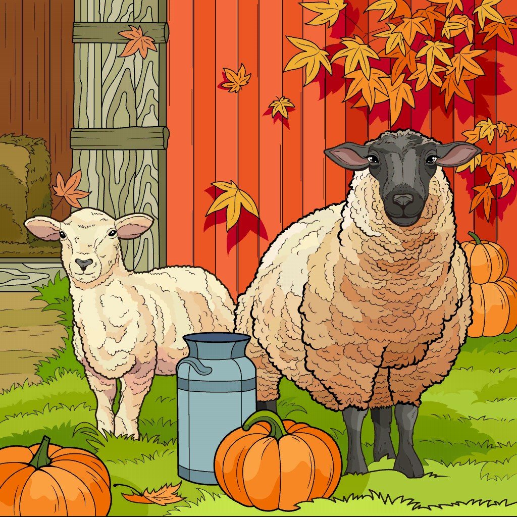 Solve Fall Sheep jigsaw puzzle online with 256 pieces