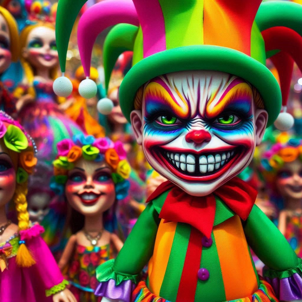 Solve Calvin the doll clown and his friends, Halloween jigsaw puzzle ...