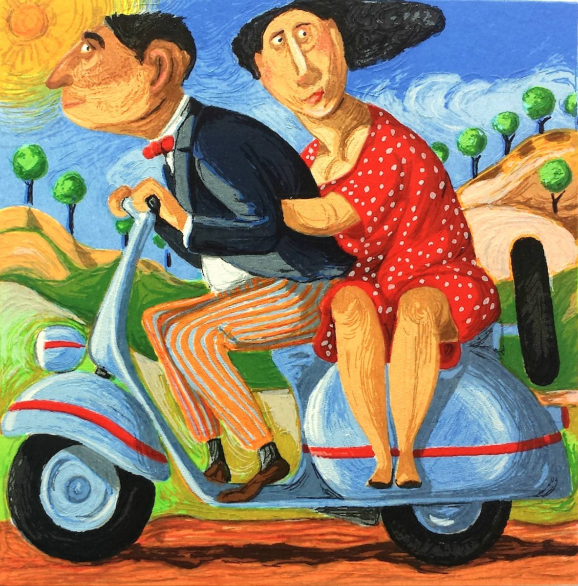 Solve Fuga in vespa jigsaw puzzle online with 324 pieces